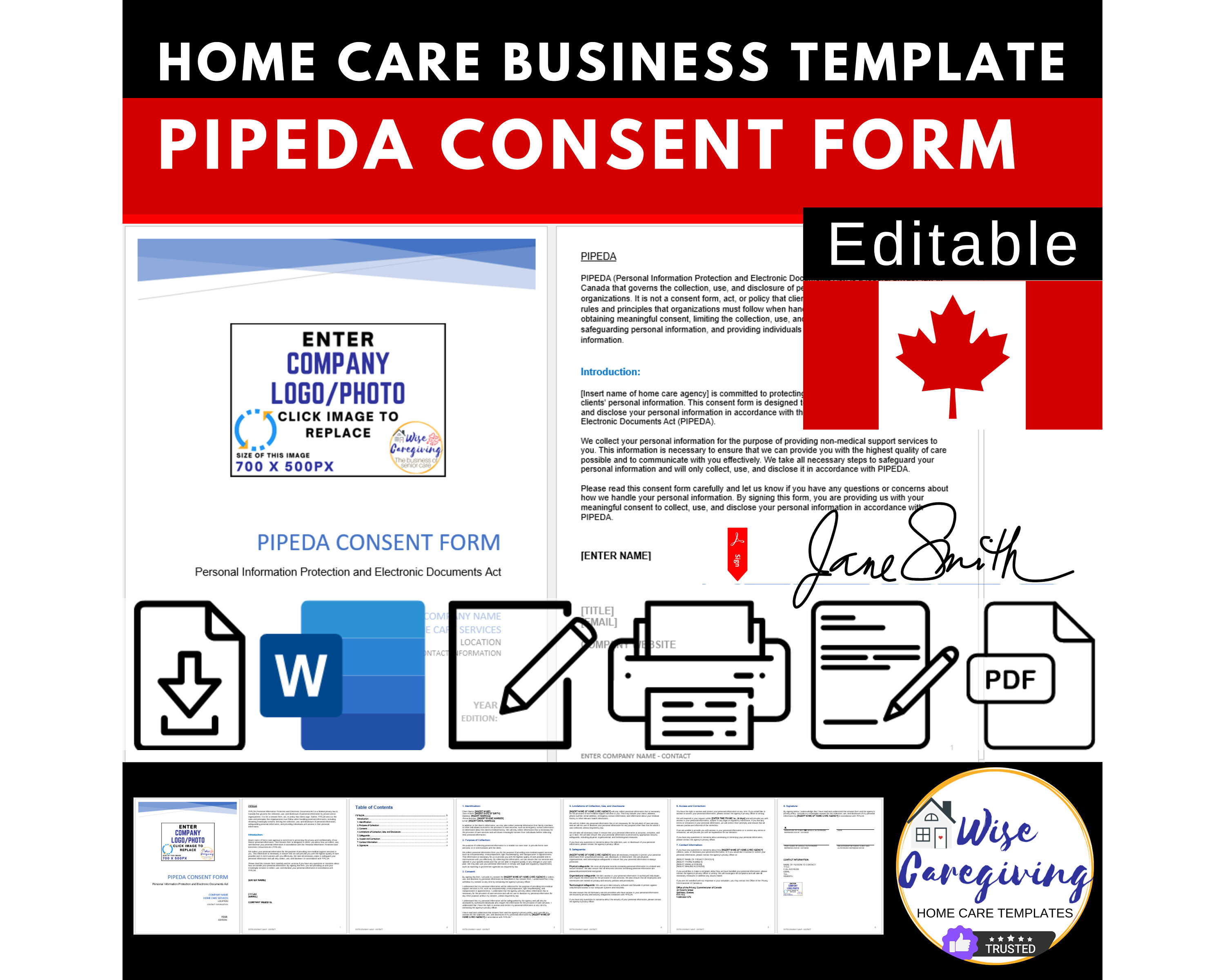 PIPEDA Consent Form Template, Non Medical Home Care Businesses Serving ...