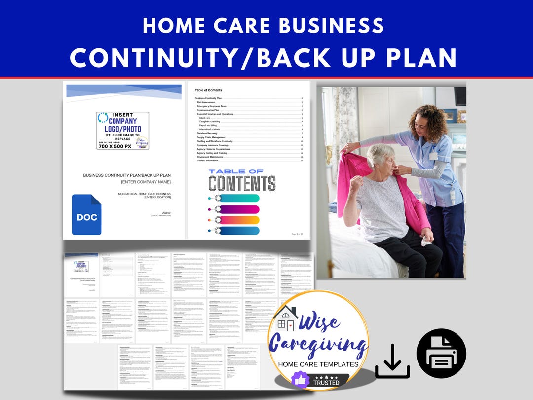 Home Care Continuity-back up Plan Template for Business Emergency ...