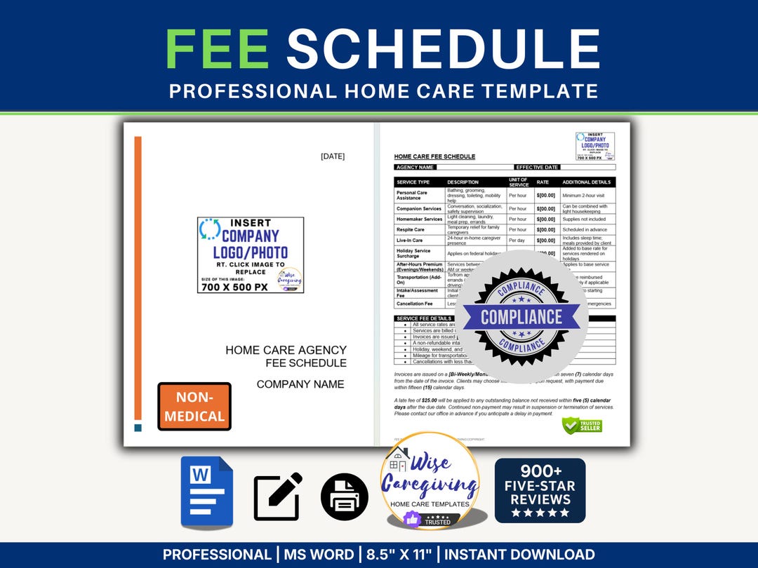 Home Care Agency Fee Schedule Template: US Non-medical Services | MS ...