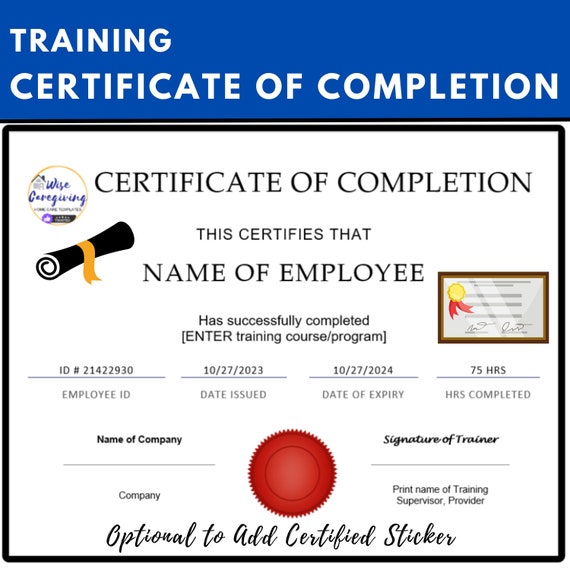 Certificate Of Completion Ojt Template