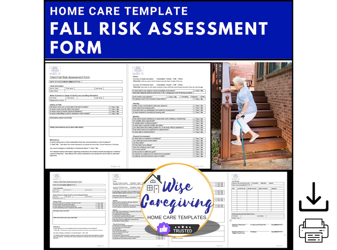 Fall Risk Assessment Template, Home Care Agency Assessment Form, Onsite ...