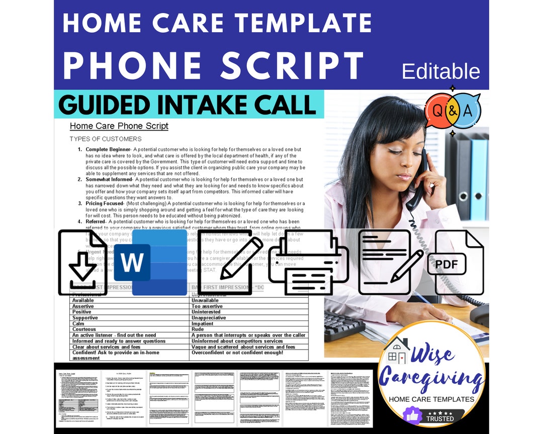Home Care Call Script Template, Incoming Calls From Potential Clients ...