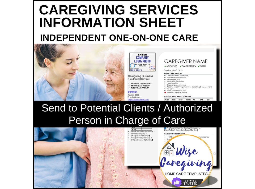 Caregiving List of Services and Fees Template, Non-medical Private Duty ...
