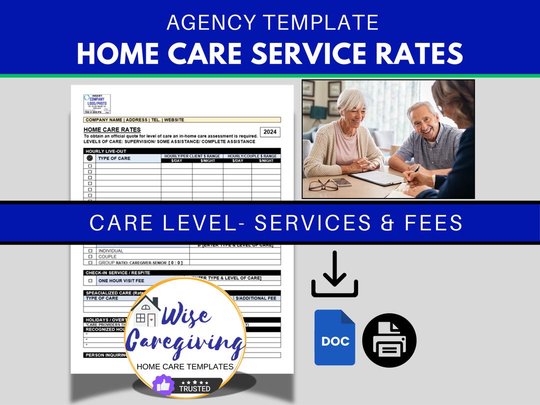 Home Care Service Fee Template: Level of Care Price Structure (MS Word ...