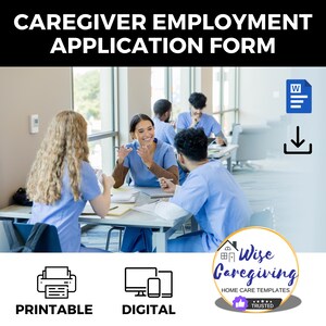 Home Care Direct Care Worker Application Form Template: Editable MS Word - Etsy