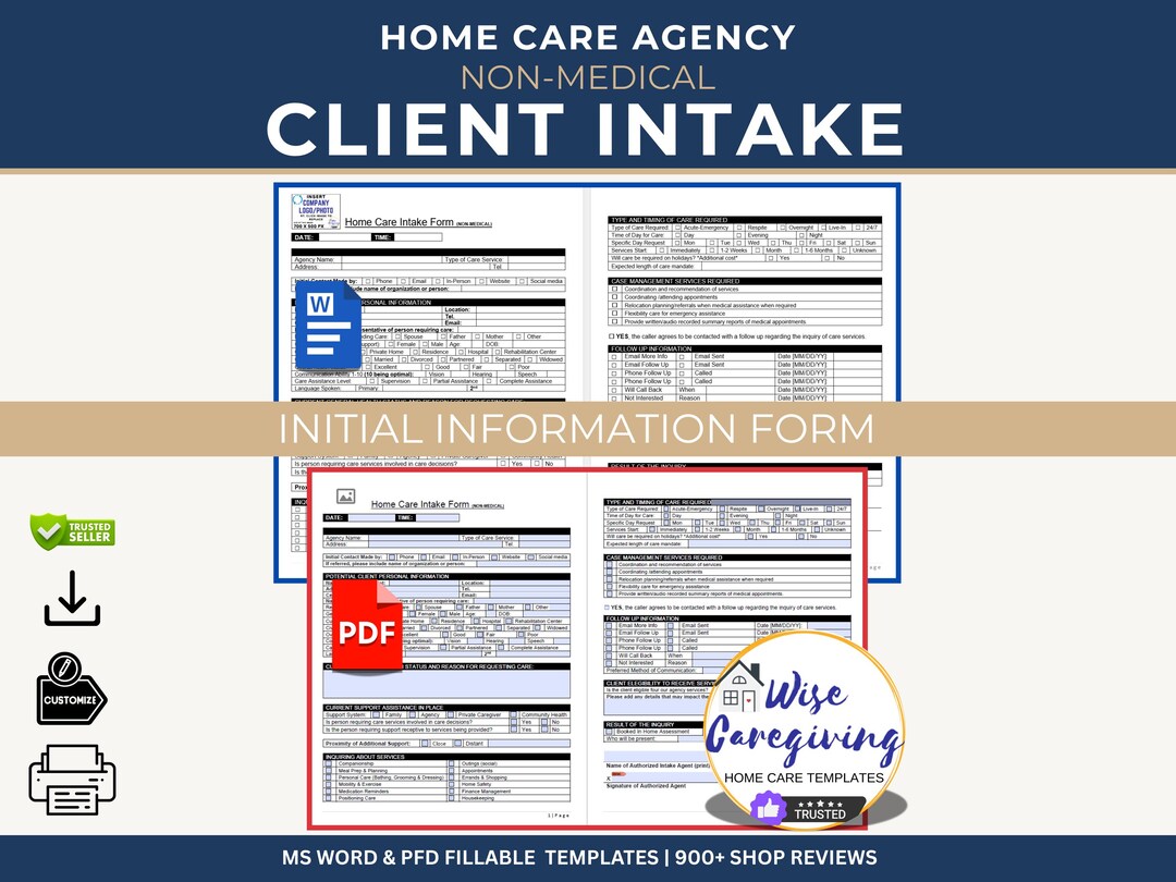 Home Care Intake Form Template | Client Inquiry & Eligibility ...