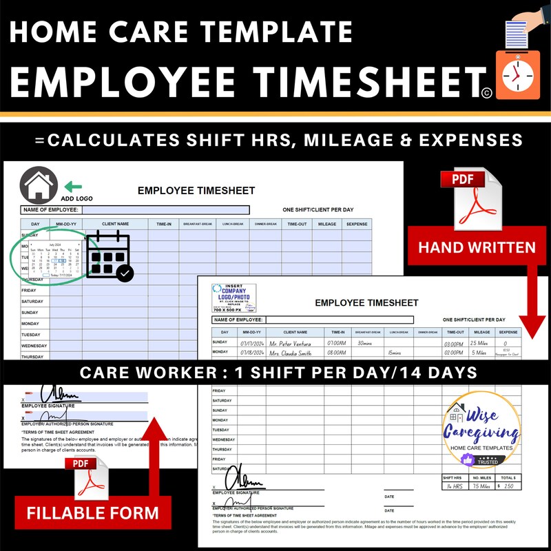 Home Care Timesheet - Etsy