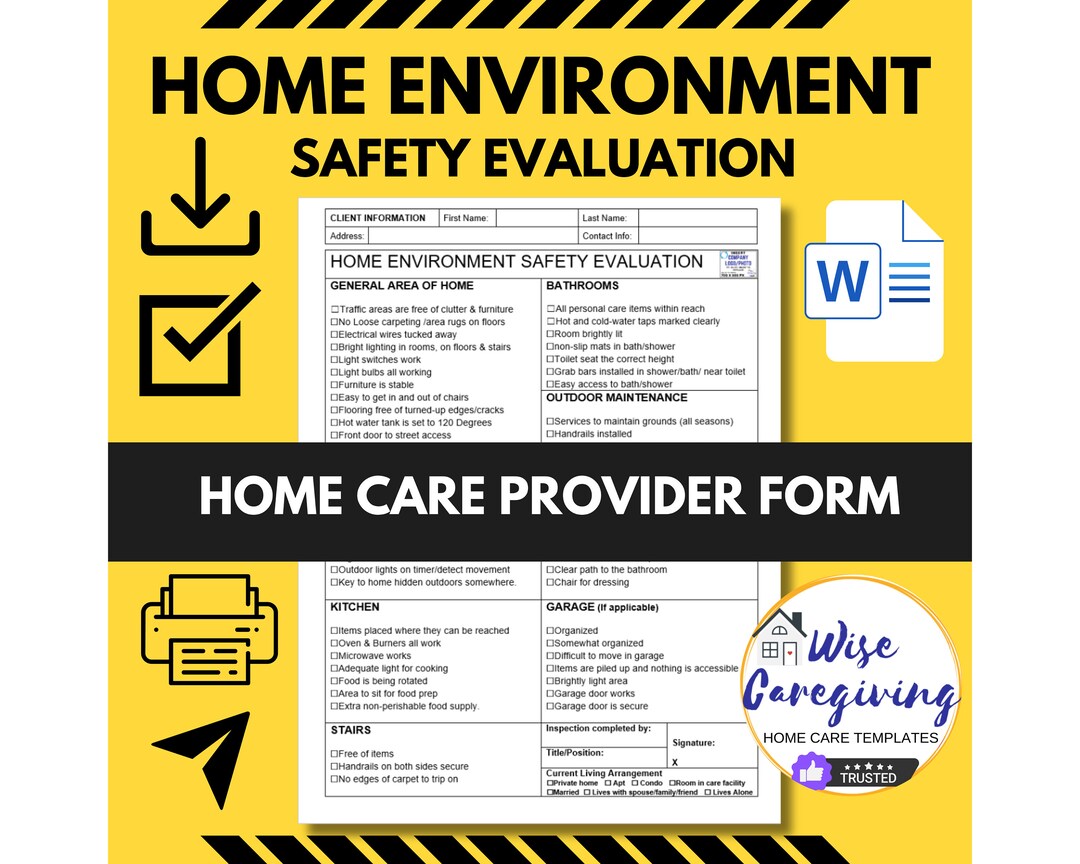 Home Safety Evaluation Template, Non-medical Agency Care Form ...