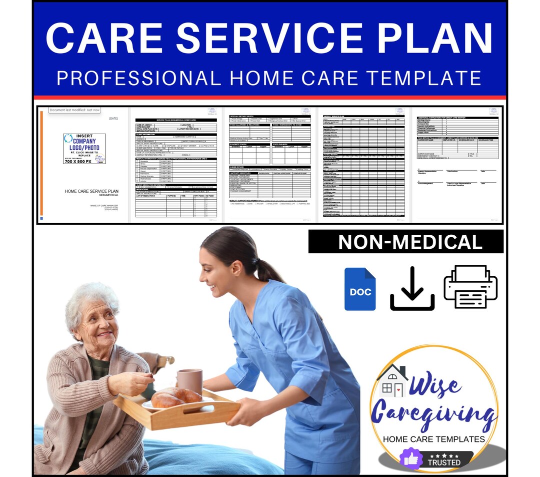 Home Care Plan Template, Non Medical Caregiving, Personal Care Agency ...