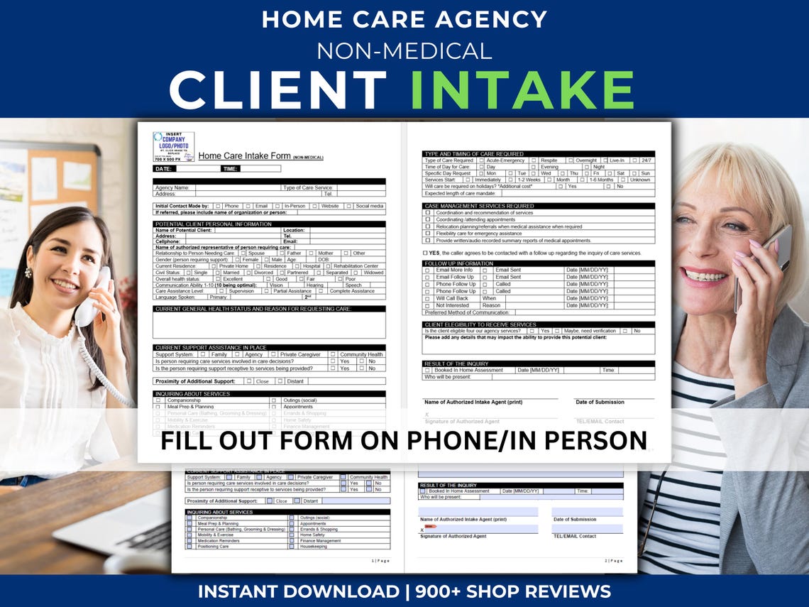 Home Care Client Intake Form Template: Non-medical New Client Inquiry ...