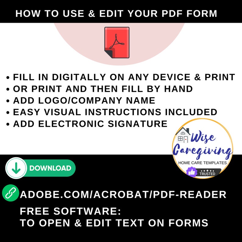 Home Care Contact List Template | MS Word & Fillable PDF - Etsy