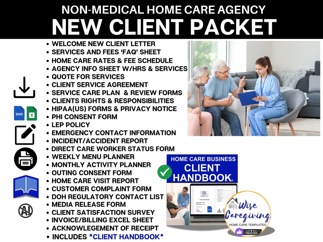 Home Care Client Intake Folder, Professional Editable Agency Form ...