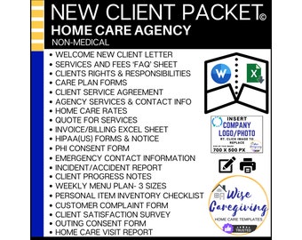 Home Care Client Packet, Professional Editable Templates, Personal Care ...