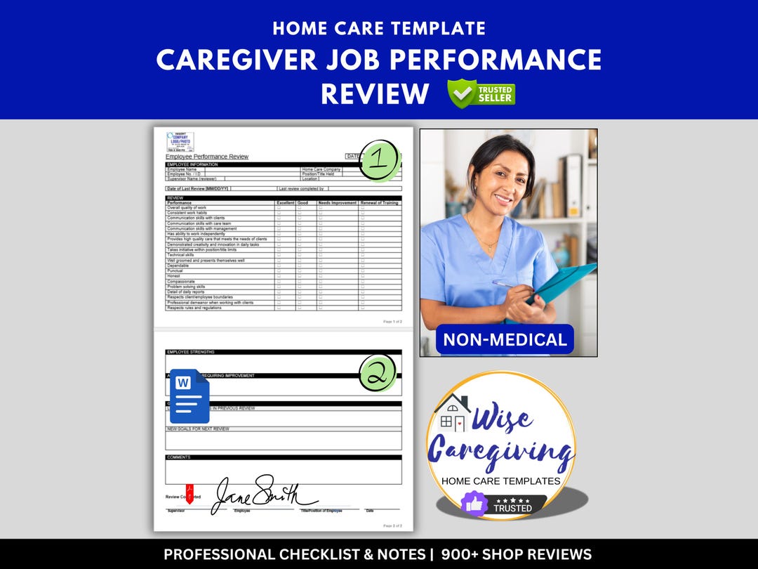 Home Care Employee Performance Review Template, Customizable MS Word ...