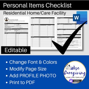 Track Personal Belongings, Inventory of Personal Items Template, Client ...