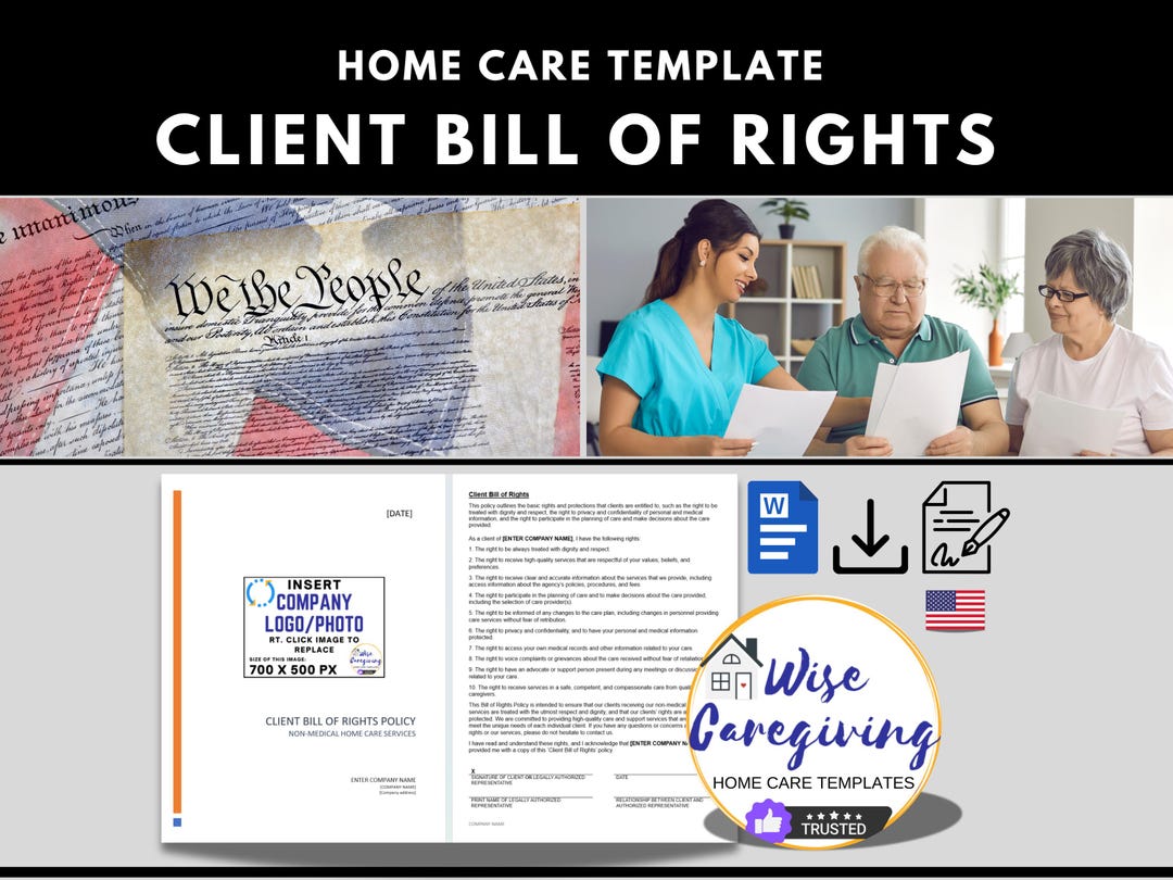 Home Care Bill of Rights Template for Clients, Agency Form and State ...