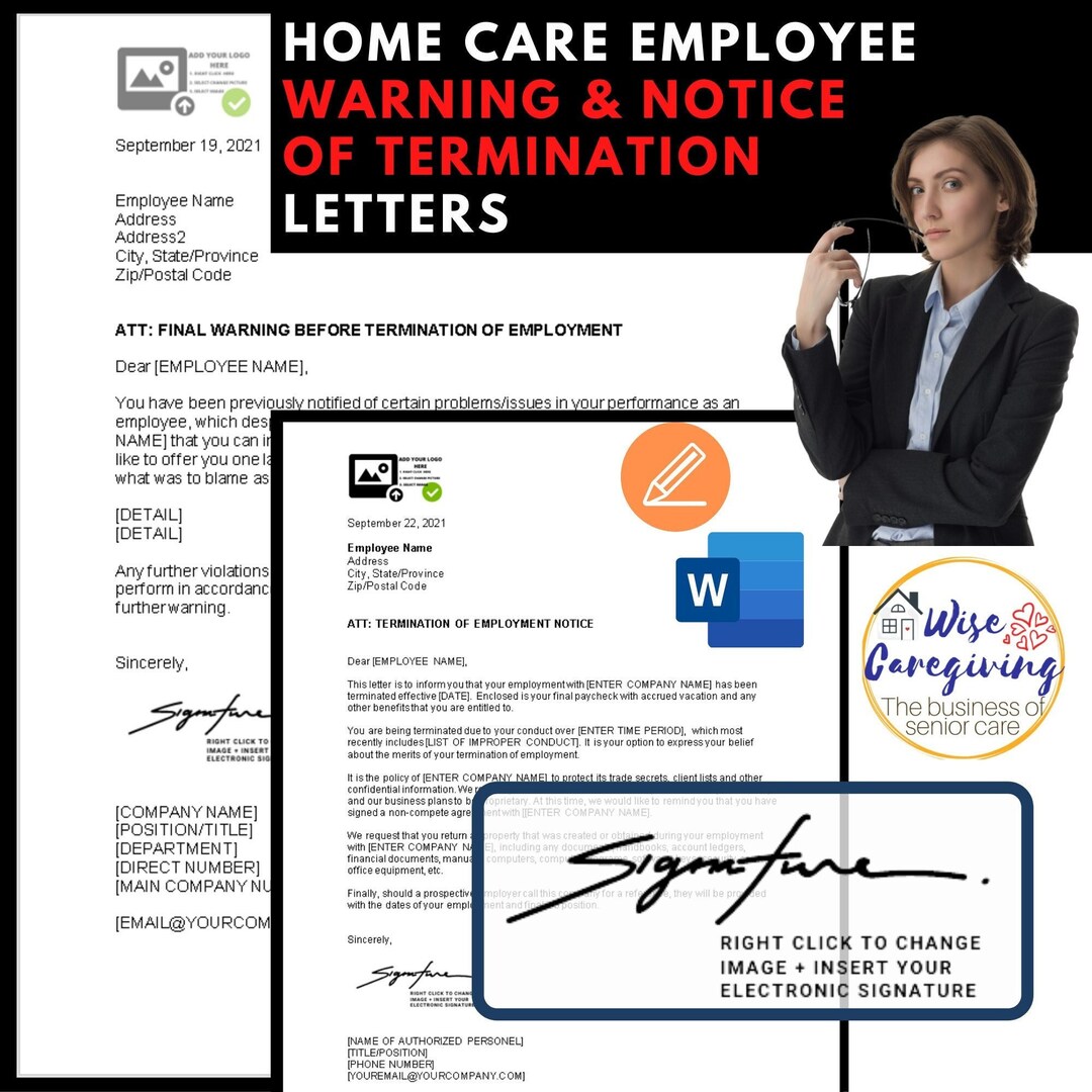Employee Warning Letter Template Notice of Termination of - Etsy Canada