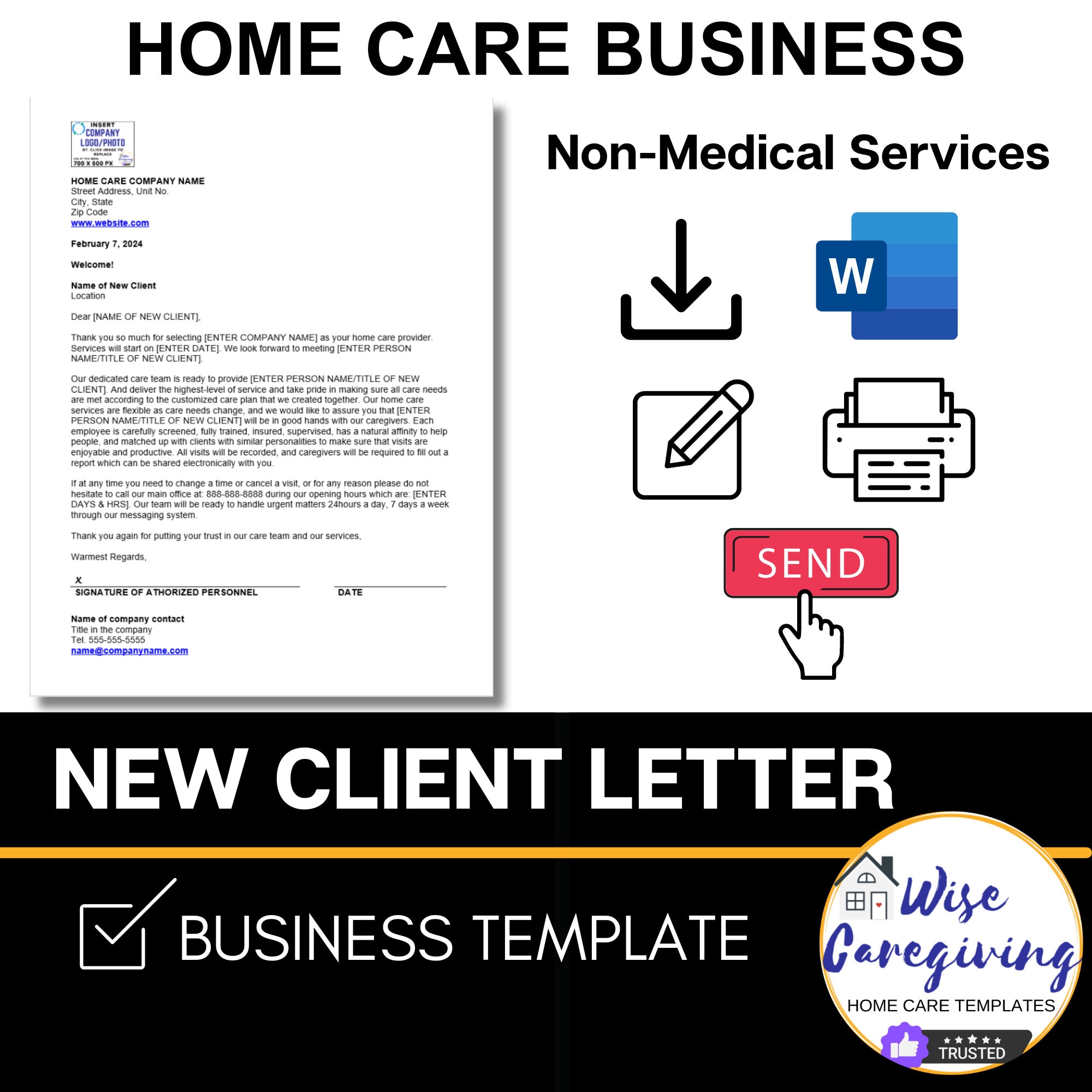 Home Care Welcome Letter for New Clients, Personal Service Agency ...