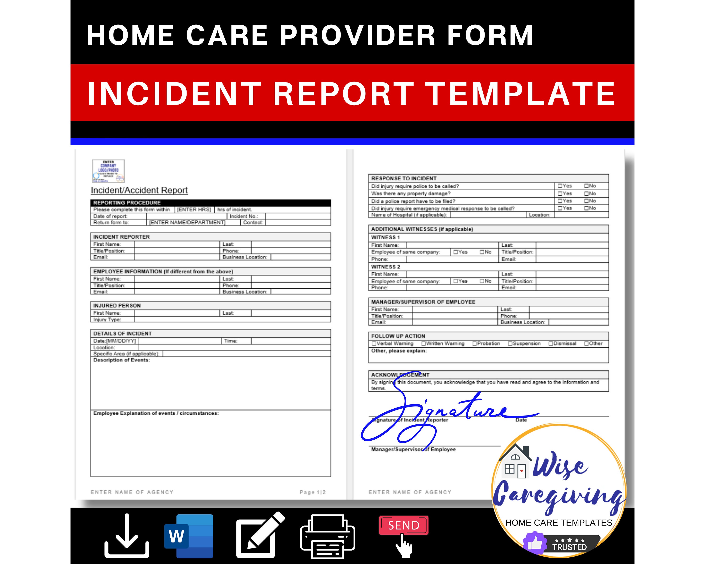 Home Care Incident Report Template, Care Provider Accident Form ...