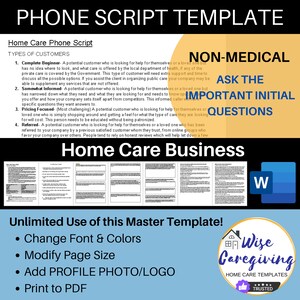 Home Care Call Script Template: Customer Service Phone Guide (MS Word ...
