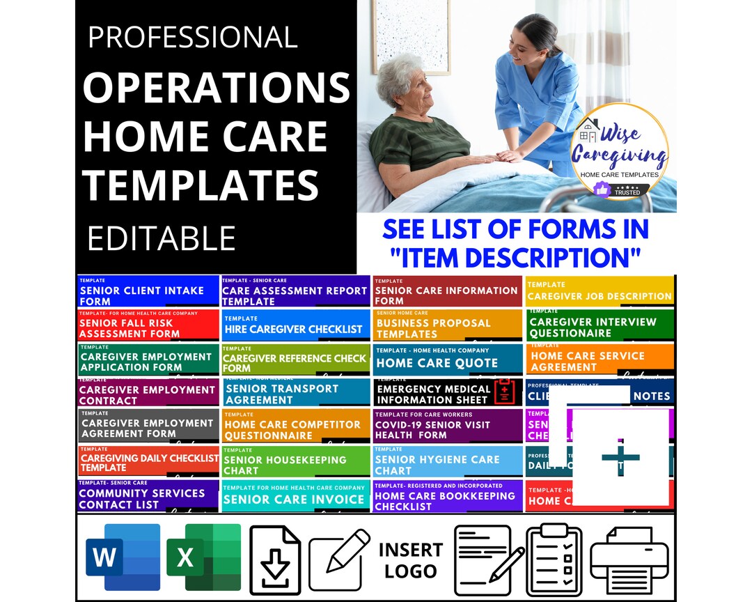 Home Care Templates Bundle, Client Intake Forms, Assessments, Care ...