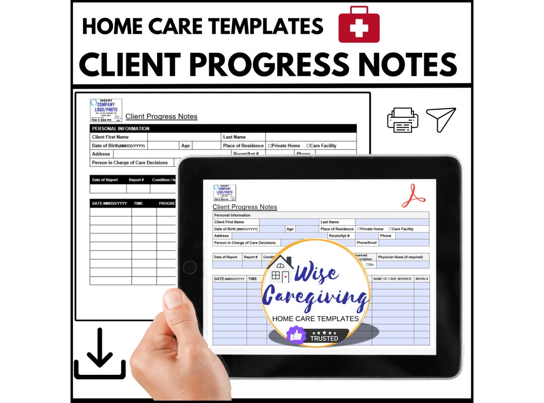 Home Care Progress Notes Template, Client Recovery at Home, Observation ...