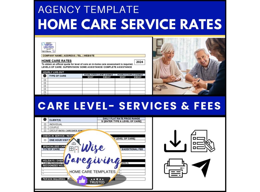 Home Care Fee Schedule Template, Level of Care Price Structure, Non ...