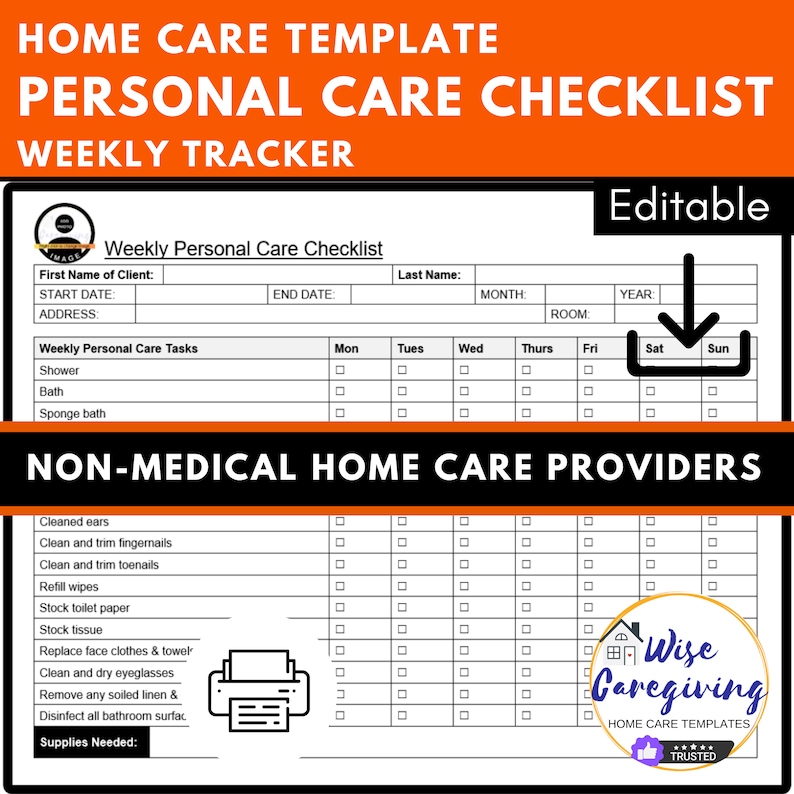 Home Care Agency Tasks Checklist Bundle: Caregiver Planners & Trackers ...