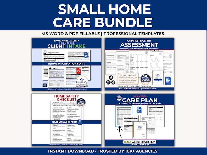Non-medical Home Care Client Intake Bundle: MS Word & PDF Fillable ...