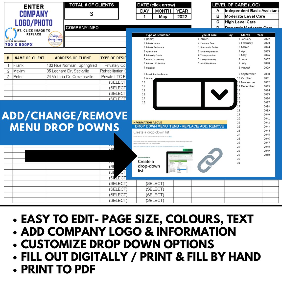 Home Care Client List Professional Business Template Client - Etsy
