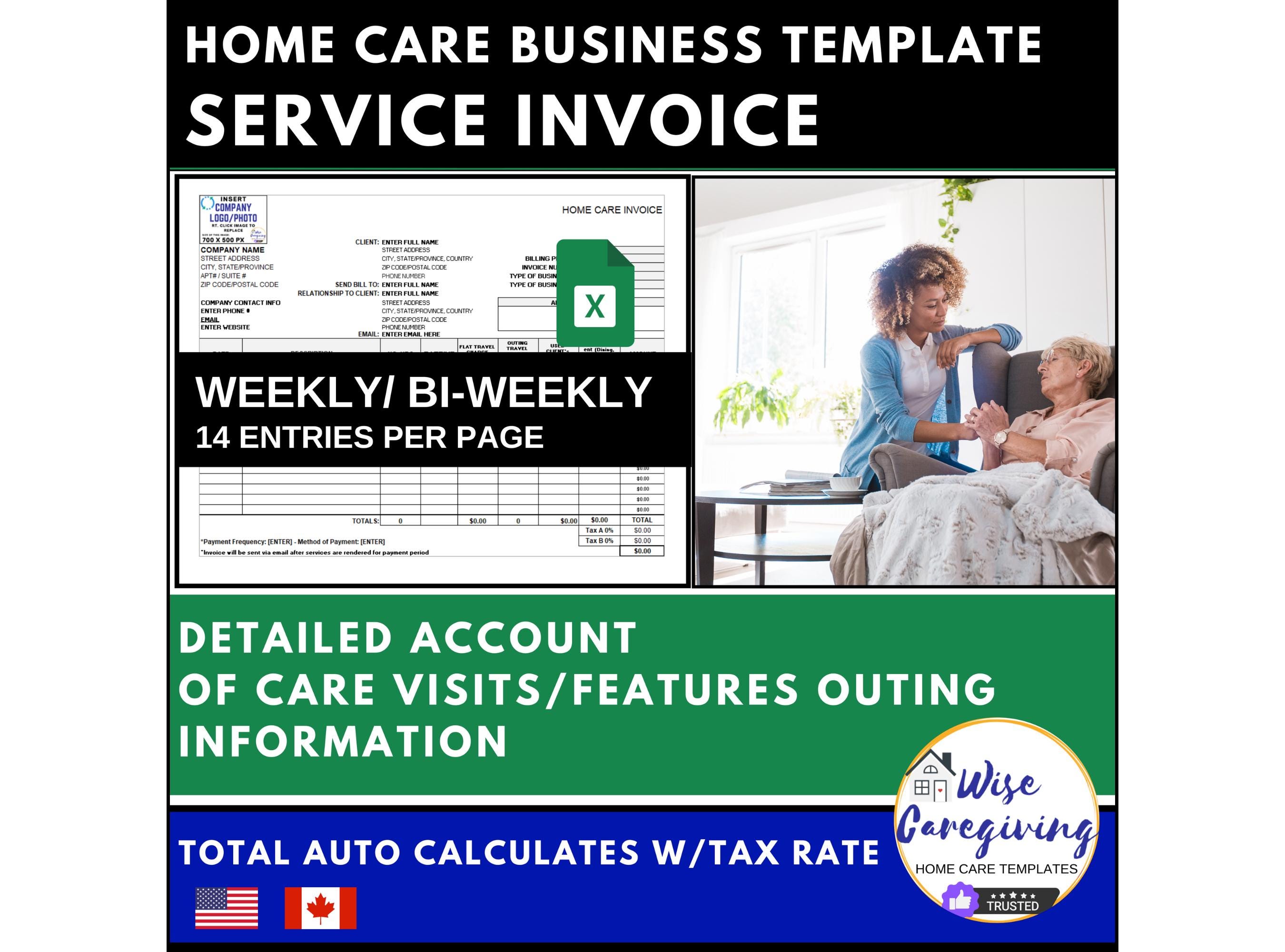Home Care Business Invoice Template, Provider Billing of Home/outing ...