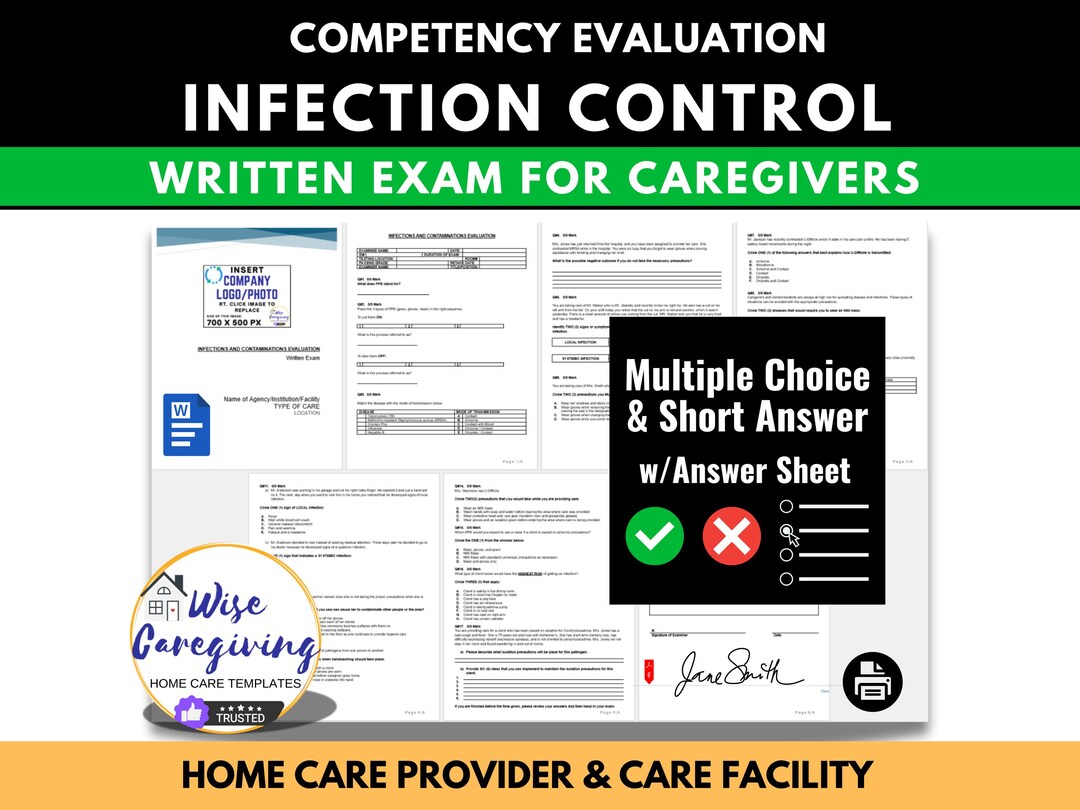 Infection Control Written Test, Home Care Provider and Care Facility ...