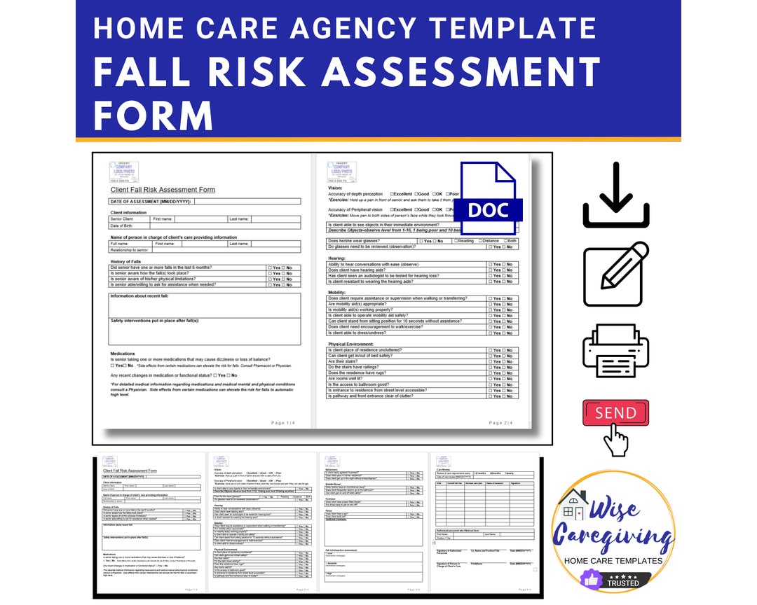 Home Care Detailed Fall Risk Assessment Template, Personal Care Agency ...