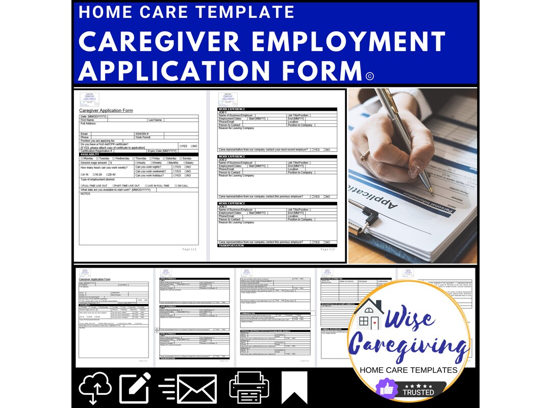 Care Worker Job Application Form Template, Non Medical Caregiver ...