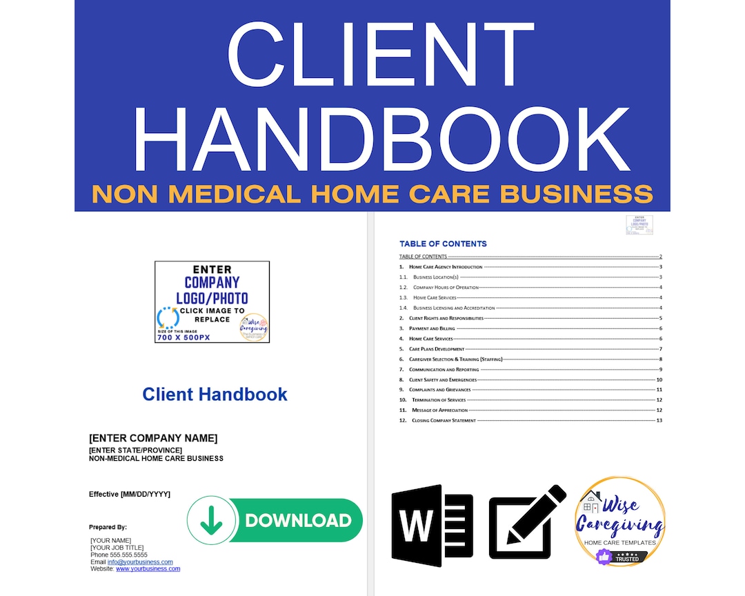 Home Care Client Handbook, Professional Document, Non Medical Agency Manual, Policies and ...