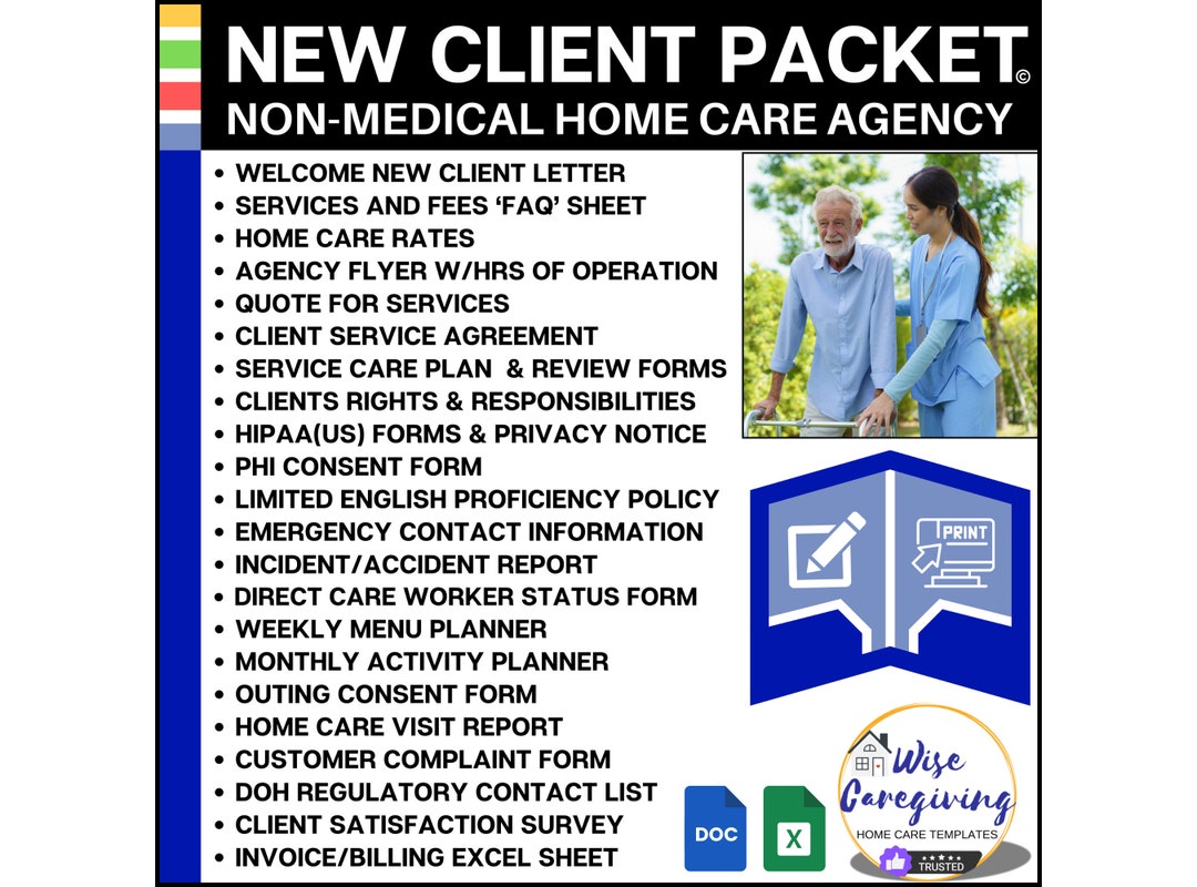 Home Care Client Packet, Professional Editable Templates, Personal Care ...