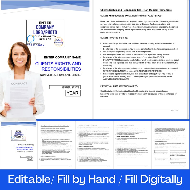 Home Care Client Rights & Responsibilities Template (MS Word, Editable ...
