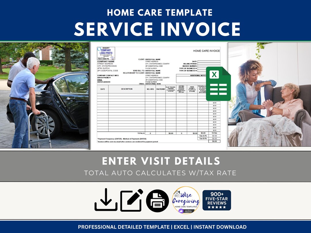 Home Care Invoice Template: Detailed Account of Client Visits With ...
