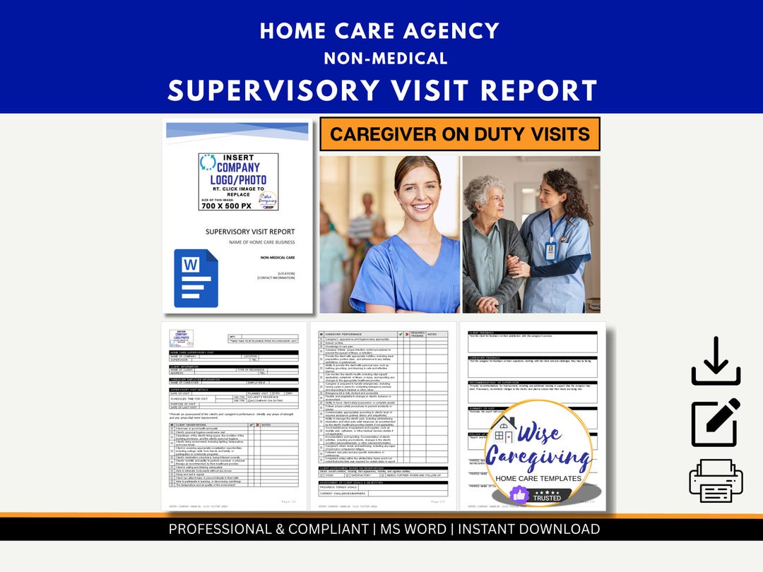 Home Care Supervisor Visit Form Template: Caregiver Performance ...