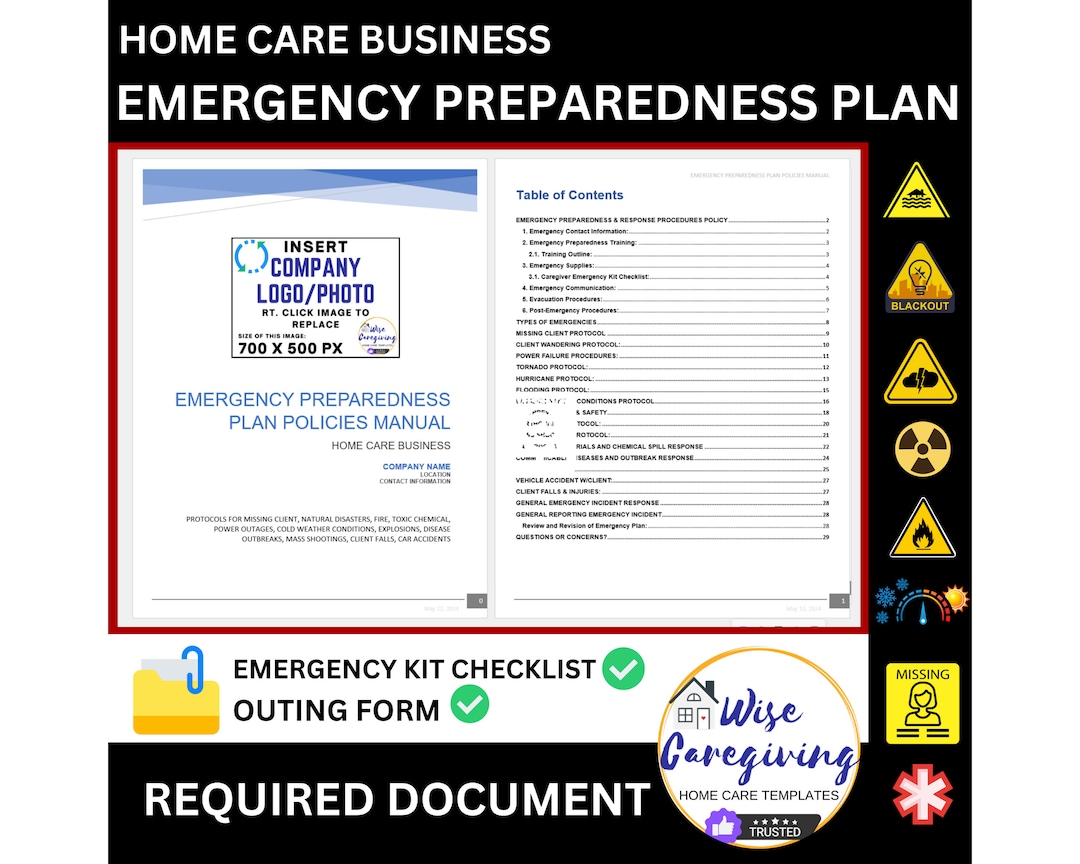 Home Care Emergency Preparedness Manual Template, Compliance Document ...