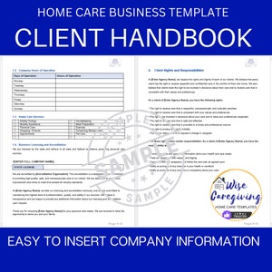 Home Care Client Handbook for Home Care Agency, Policies Manual for Non ...
