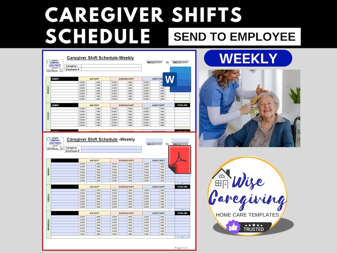 Care Worker Weekly Schedule Template, Home Care Agency Scheduling ...