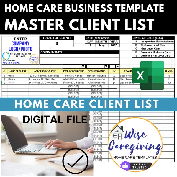 Excel Client Template - Etsy