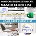 Home Care Client List, Professional Business Template, Client ...