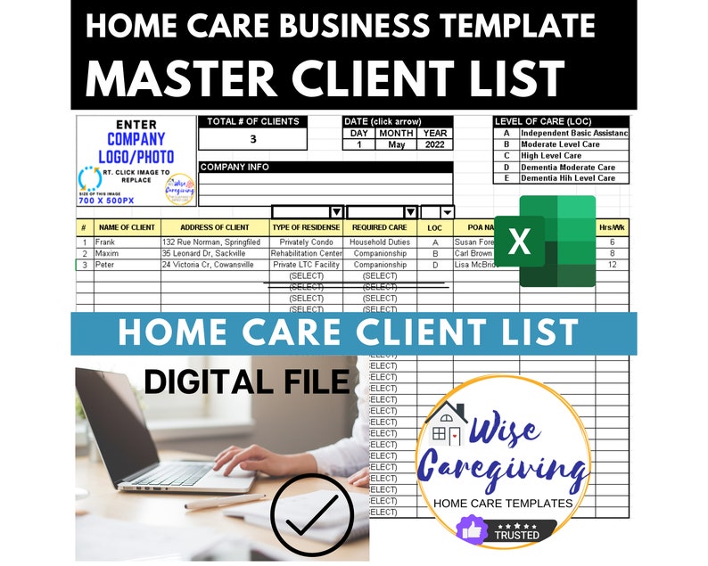 Home Care Client List, Professional Business Template, Client ...