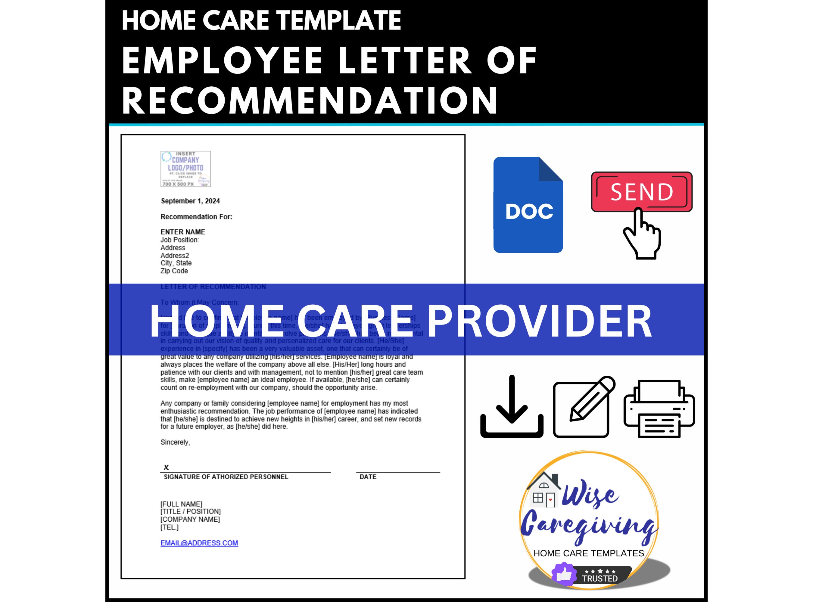 Home Care Employee Letter of Recommendation, Provider Administrative ...