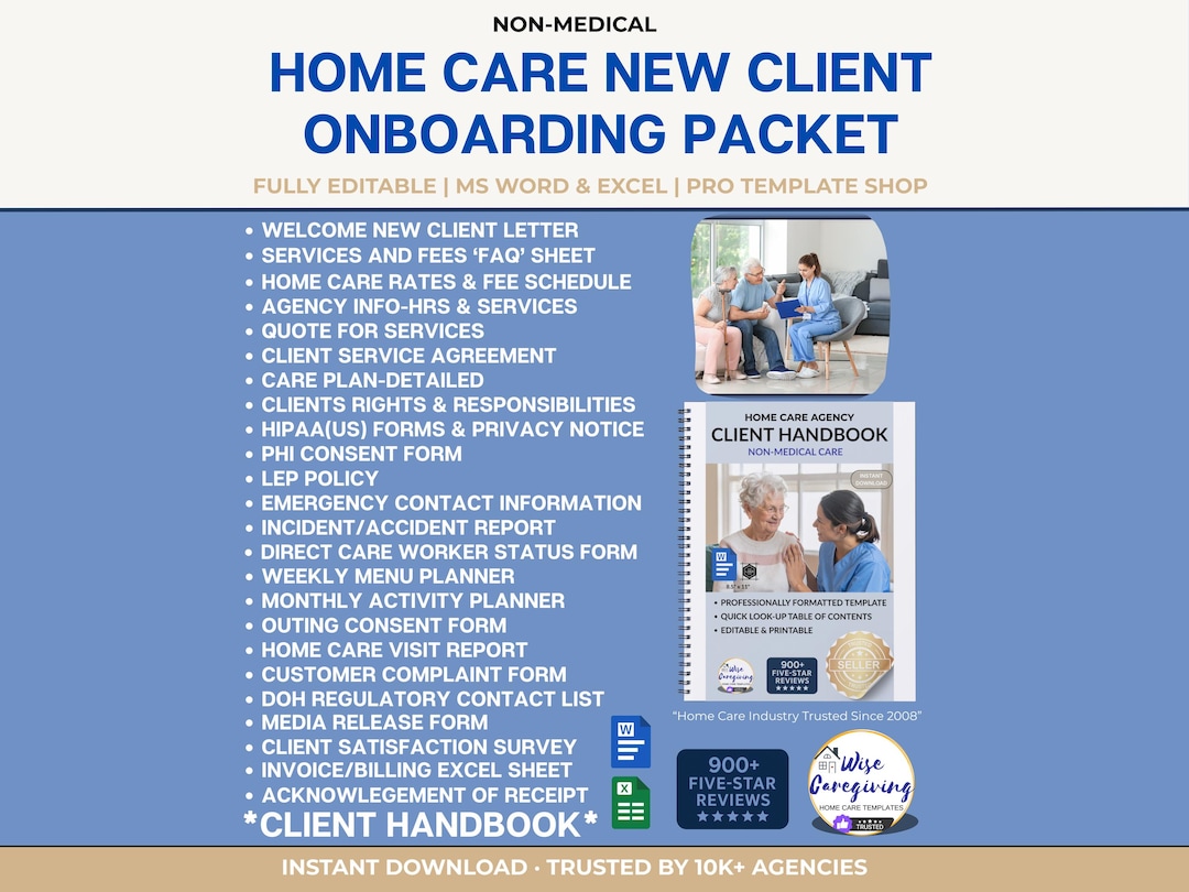 Home Care New Client Forms Packet: Handbook & US State Compliant Forms ...