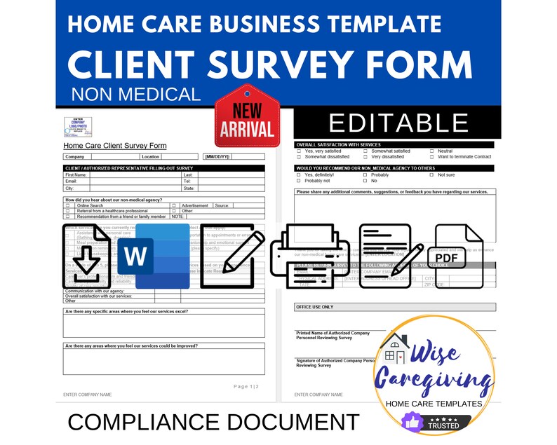 Home Care Client Satisfaction Survey Form Template, Personal Care ...