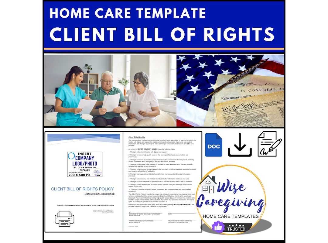 Client Bill of Rights for Home Care Agency Template, State Compliant ...