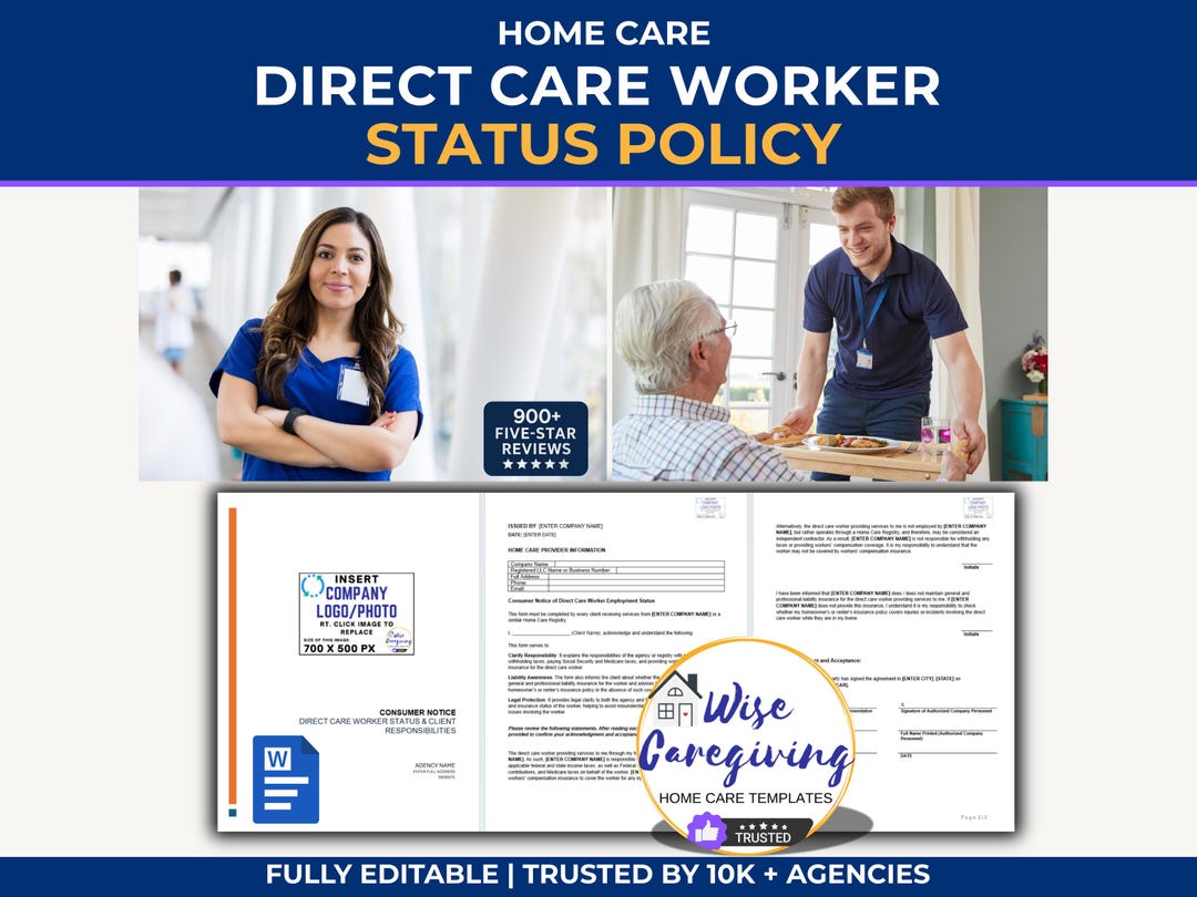 Home Care Worker Status Form: USA Agency Compliance (MS Word, Printable ...
